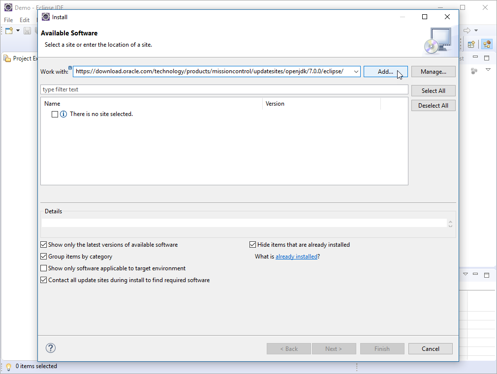 Oracle Plug Ins For Jdk Mission Control Update Site Instructions